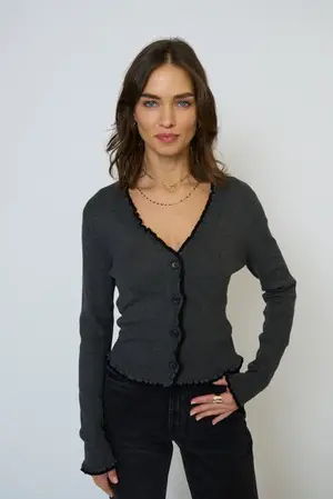 Central Park West Isla Fitted V-neck Cardigan
