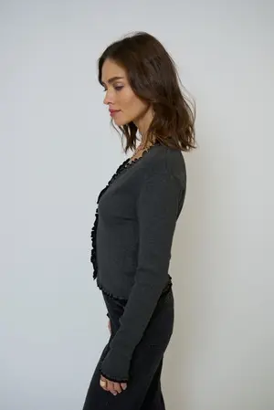 Central Park West Isla Fitted V-neck Cardigan