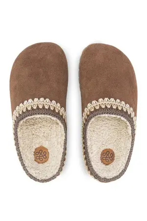 THE SAK Bolinas Suede Clogs - Tobacco Shearling