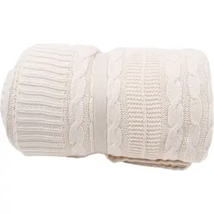 OUR GREEN HOUSE Organic Knit Throw Blanket - Ivory