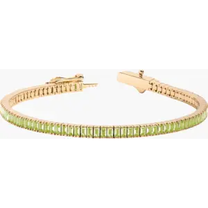 AURATE Lab Grown Peridot Baguette Tennis Bracelet - Green Peridot