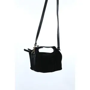 FOREVER & ALWAYS SHOES Island Shoulder Bag - Black Suede