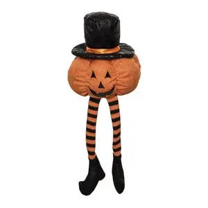 TRANSPAC Plush Jack Shelf Sitter Decorative Figurine Halloween Decor - Black