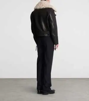 Balmain Fur-trim Collar Leather Jacket