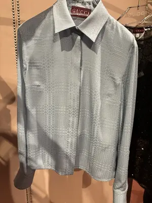 Gucci Interlocking G Silk Jacquard Shirt - Light Blue