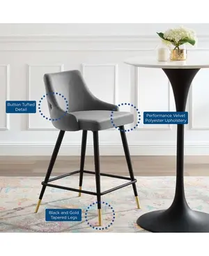 MODWAY Adorn Performance Velvet Counter Stool