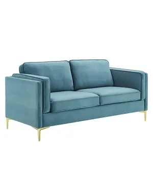 MODWAY Kaiya Performance Velvet Sofa - Sea Blue