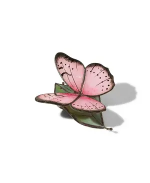 UNCOMMON GOODS Stained Glass Butterflies With A Message - Pink (love/compassion)