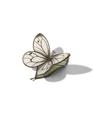 UNCOMMON GOODS Stained Glass Butterflies With A Message - White (hope/promise)