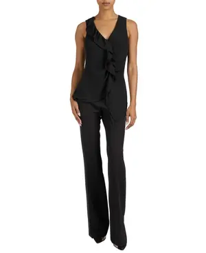 Santorelli Tyra Sleeveless Top With Asymmetric Ruffles