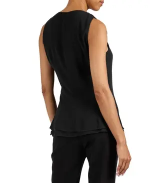 Santorelli Tyra Sleeveless Top With Asymmetric Ruffles
