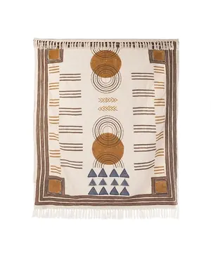 GAURI KOHLI Aarya Throw Blanket, 60 L X 50 W - Shades Of Beige/brown And Blue