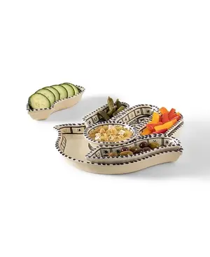 UNCOMMON GOODS Hamsa Mezze Server Kamsah - Blue