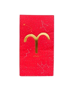 JOLLITY & CO Zodiac Themed Paper Party Guest Napkins, Set Of 16 - Aries
