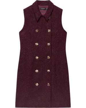 Mint Velvet Boucle Mini Shift Dress - Burgundy