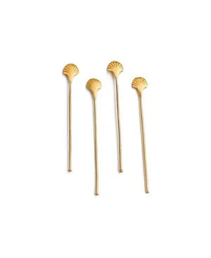 FLECK Seashell Drink Stirrers, Set Of 4 - Brass