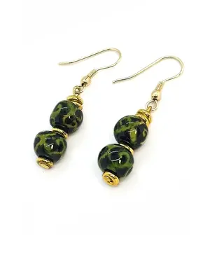 KAZURI Dangle Ceramic Earrings - Grass Jumper