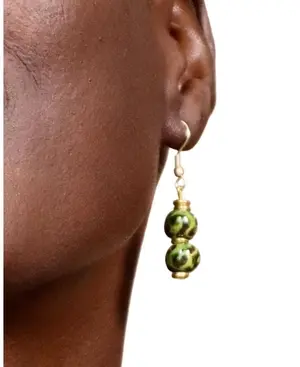 KAZURI Ceramic Dangle Earrings - Grass Jumper