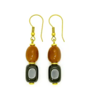 KAZURI Beaded Dangle Earrings - Safari