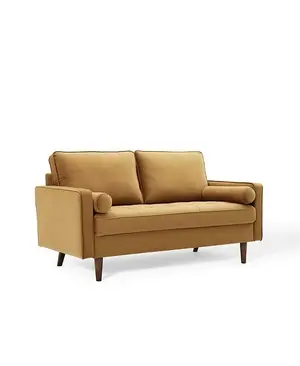 MODWAY Valour Performance Velvet Loveseat - Cognac