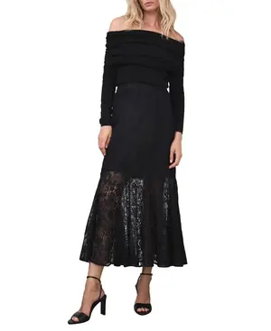 Mint Velvet Lace Fluted Sheer Midi Skirt