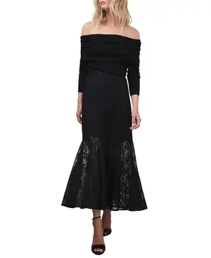 Mint Velvet Lace Fluted Sheer Midi Skirt