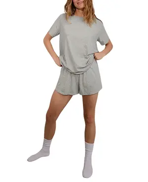 Lunya Organic Pima Tee Short Set - Storm Grey Heather