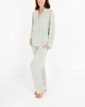 MOTETTE Evergreen Stripe Bamboo Pajama Set