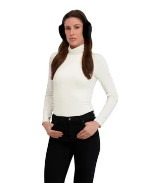 LYLA GRANT Faux Rex Rabbit Fur Earmuffs - Black