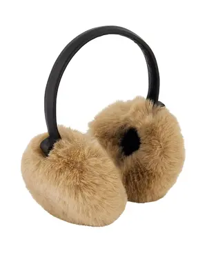 LYLA GRANT Faux Rex Rabbit Fur Earmuffs Camel