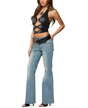 EDIKTED Lettie Rhinestone Halter Top