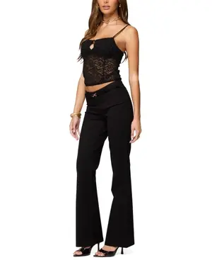 EDIKTED Janice Sheer Lace Keyhole Tank Top