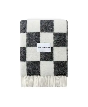 MAISON DEUX Checkerboard Blanket, 4.25' X 6.5 - Black And White