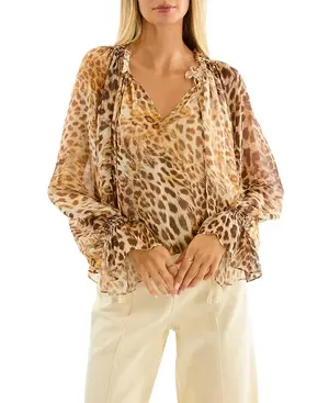 SECRET PON-PON Cambria Leopard Print Blouse - Brown Leopard