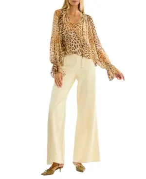 SECRET PON-PON Cambria Leopard Print Blouse - Brown Leopard