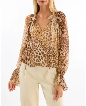 SECRET PON-PON Cambria Leopard Print Blouse - Brown Leopard