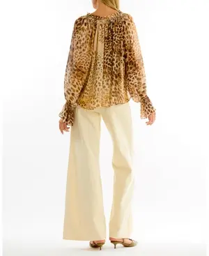 SECRET PON-PON Cambria Leopard Print Blouse - Brown Leopard