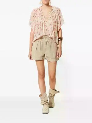 MARANT ETOILE Beige Tie-fastening Pleated Shorts - Neutrals