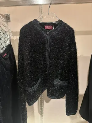 Gucci Shiny Chunky Wool Cardigan - Black