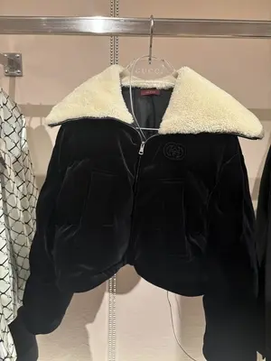 Gucci Cotton Velvet Puffer Bomber - Black