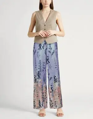 FORTE_FORTE Wide-leg Floral Print Metallic Jacquard Pants