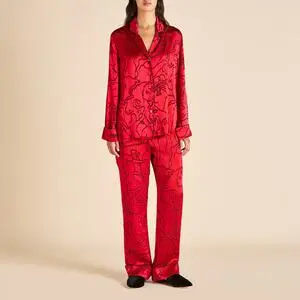Olivia Von Halle Lila Liaisons Red Figures Pajamas Brown