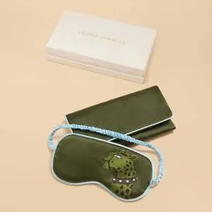 Olivia Von Halle Audrey Cosmos Leopard Eye Mask - Green