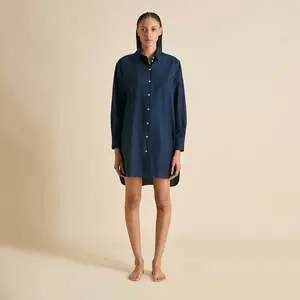 Olivia Von Halle Celeste Navy Nightshirt - Navy Blue