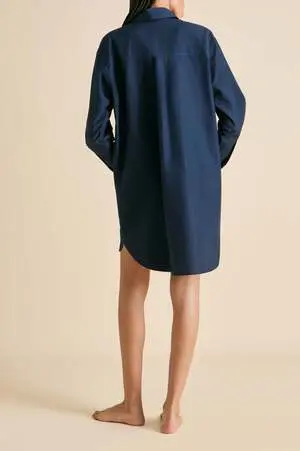 Olivia Von Halle Celeste Navy Nightshirt