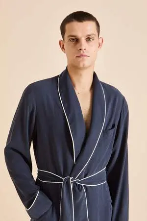 Olivia Von Halle Mescal Navy Robe