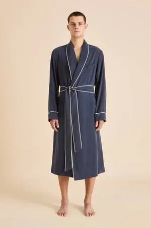 Olivia Von Halle Mescal Navy Robe