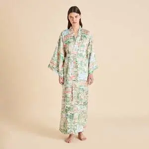 Olivia Von Halle Queenie Mansion Landscape Robe - Peach