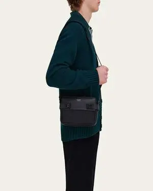 FERRAGAMO Twins Nylon And Leather Crossbody Bag - Nero