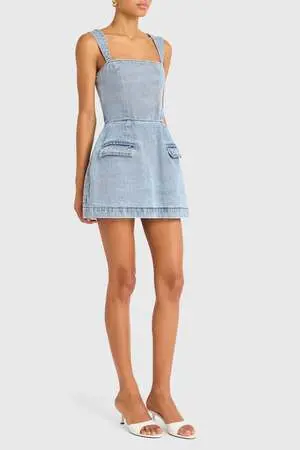 Amanda Uprichard Bethany Denim Skort Romper
